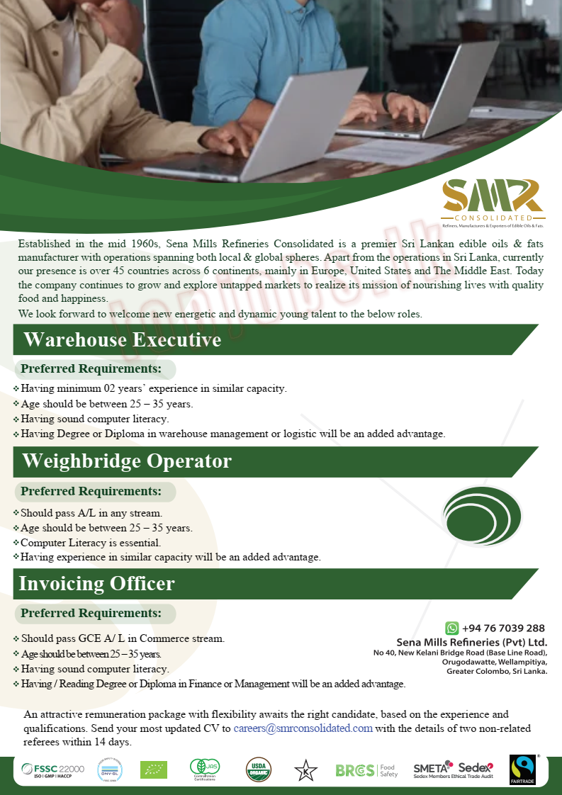 Warehouse Executive | Weighbridge Operator | Invoicing Officer ...